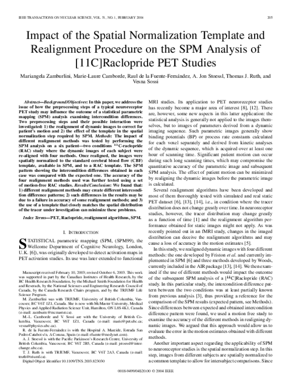 (PDF) Impact of the Spatial Normalization Template and Realignment Procedure on the SPM Analysis ...
