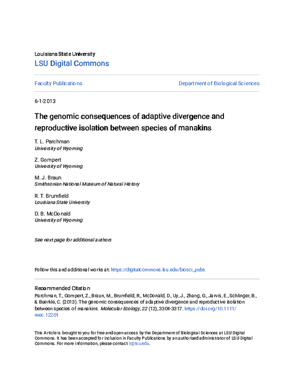 (PDF) The genomic consequences of adaptive divergence and reproductive ...