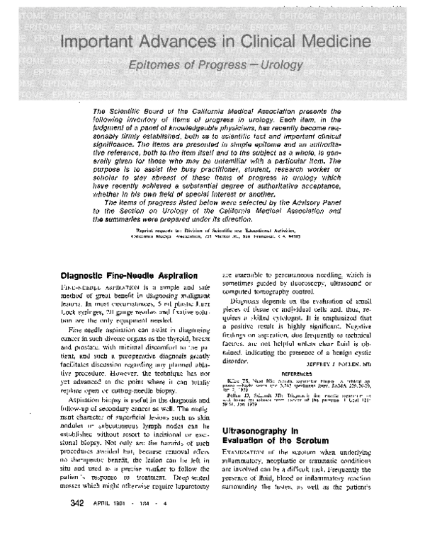 (PDF) Urology-epitomes of progress: diagnostic fine-needle aspiration