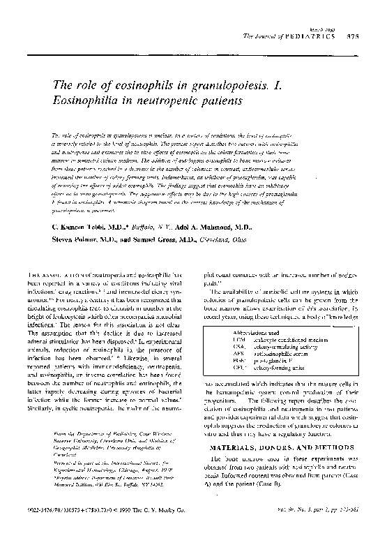 (PDF) The role of eosinophils in granulopoiesis. I. Eosinophilia in ...