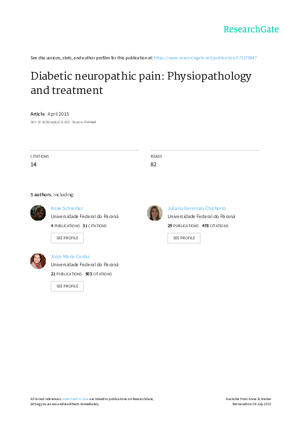 (PDF) Diabetic neuropathic pain: Physiopathology and treatment