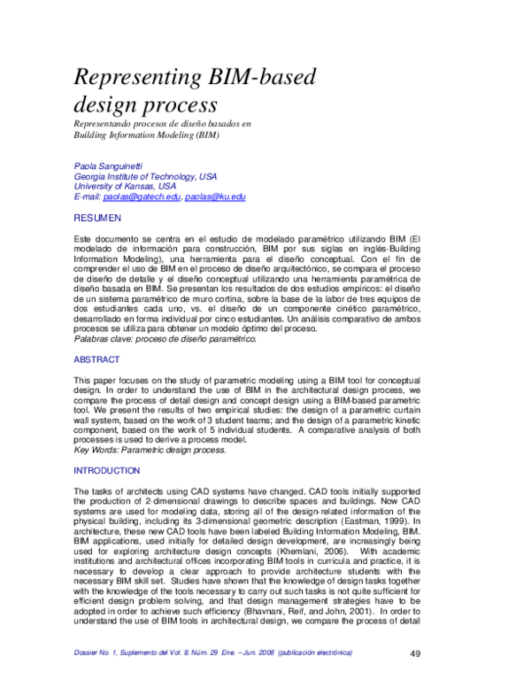 (PDF) Representing BIM-based design process