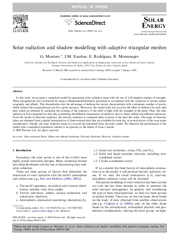 Pdf Solar Radiation And Shadow Modelling With Adaptive Triangular