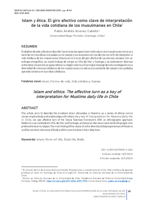 (PDF) Islam y ética. El giro afectivo como clave de interpretación de ...