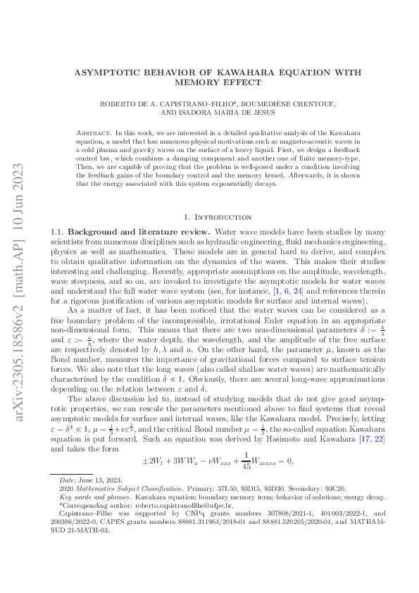 Asymptotic behavior of Kawahara equation with memory effect
