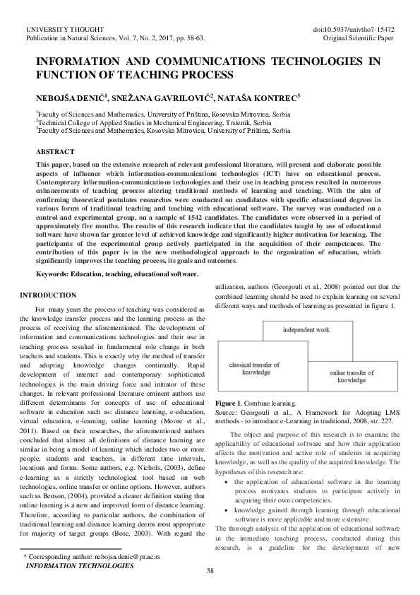(PDF) Information and communications technologies in function of ...