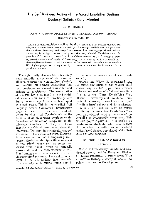 (PDF) The self bodying action of the mixed emulsifier sodium dodecyl ...