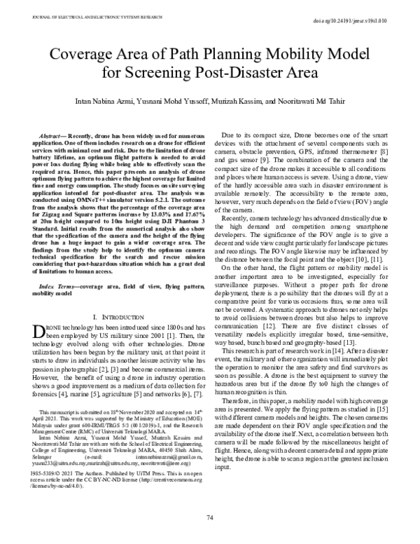 (PDF) Coverage Area of Path Planning Mobility Model for Screening Post ...