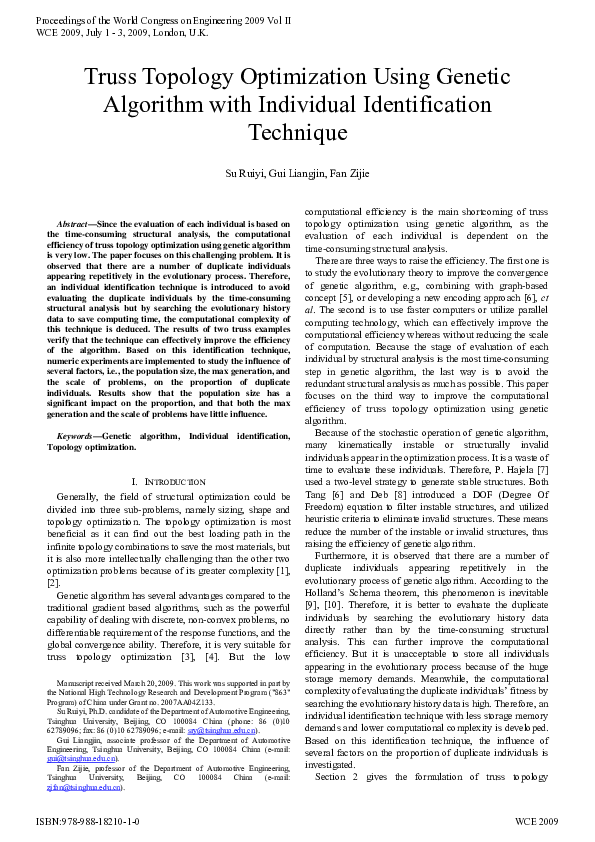 Pdf Efficient Truss Optimization Via Genetic Algorithm 
