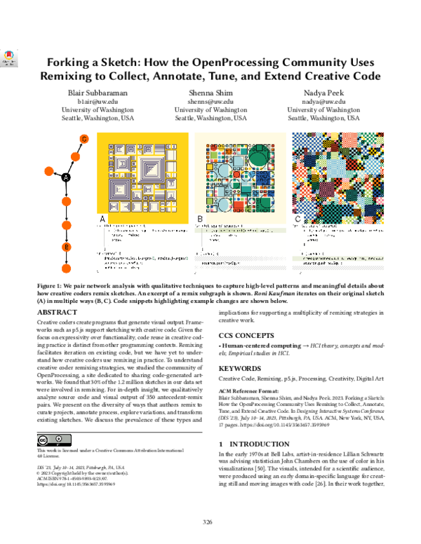 Forking a Sketch: How the OpenProcessing Community Uses Remixing to Collect, Annotate, Tune, and ...