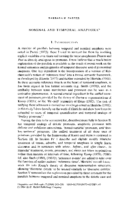 (PDF) Nominal and temporal anaphora