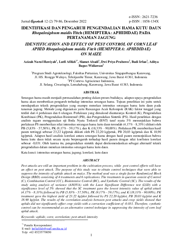 (PDF) IDENTIFIKASI DAN PENGARUH PENGENDALIAN HAMA KUTU DAUN ...