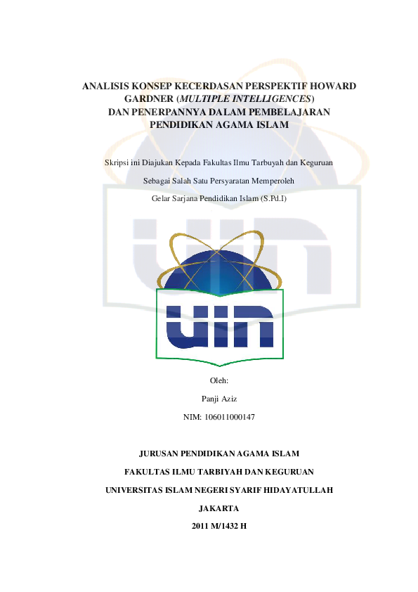 (PDF) Analisis Konsep Kecerdasan Perspektif Howard Gardner (Multiple Intelligences) Dan ...