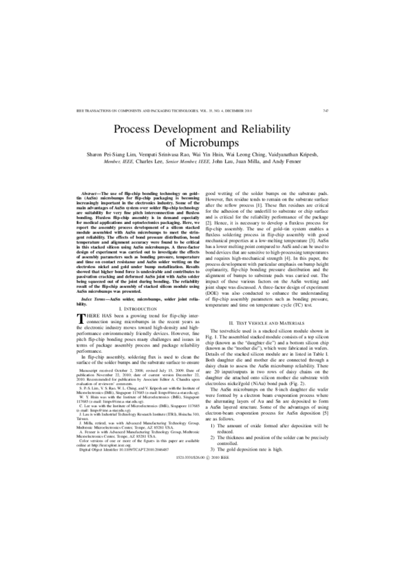 (PDF) Process Development and Reliability of Microbumps