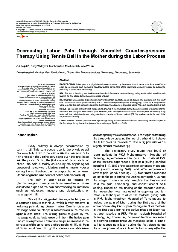 (PDF) Decreasing Labor Pain through Sacralist Counter-pressure Therapy ...