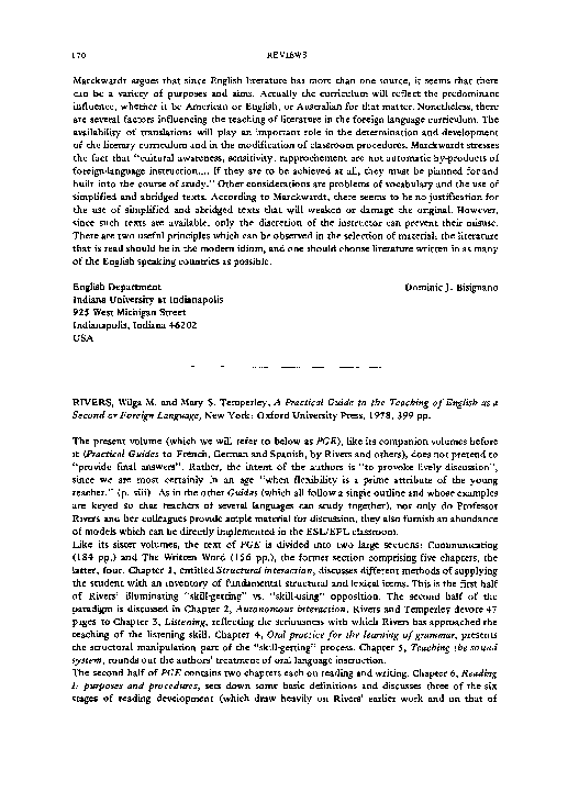 (PDF) A Practical Guide to the Teaching of English as a Second or ...