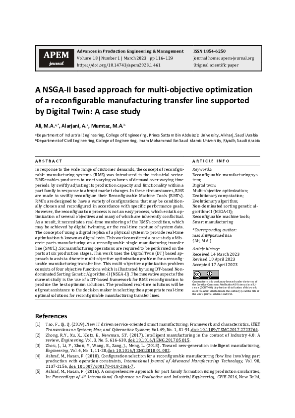 (PDF) A NSGA-II based approach for multi-objective optimization of a reconfigurable ...