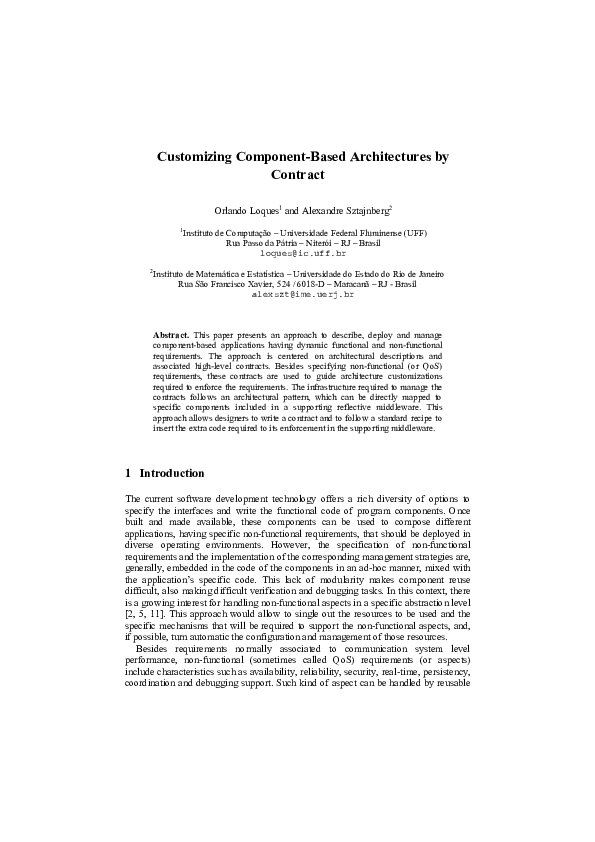 (PDF) Customizing Component-Based Architectures by Contract