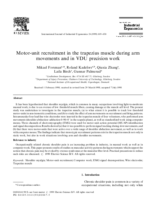 (PDF) Motor-Unit Recruitment in the Trapezius Muscle during a Computer ...