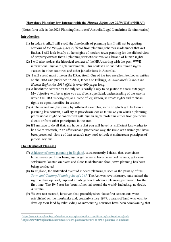 (DOC) How does Planning law Interact with the Human Rights Act 2019 ...