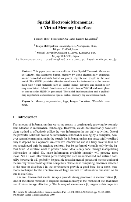(PDF) Spatial Electronic Mnemonics: A Virtual Memory Interface