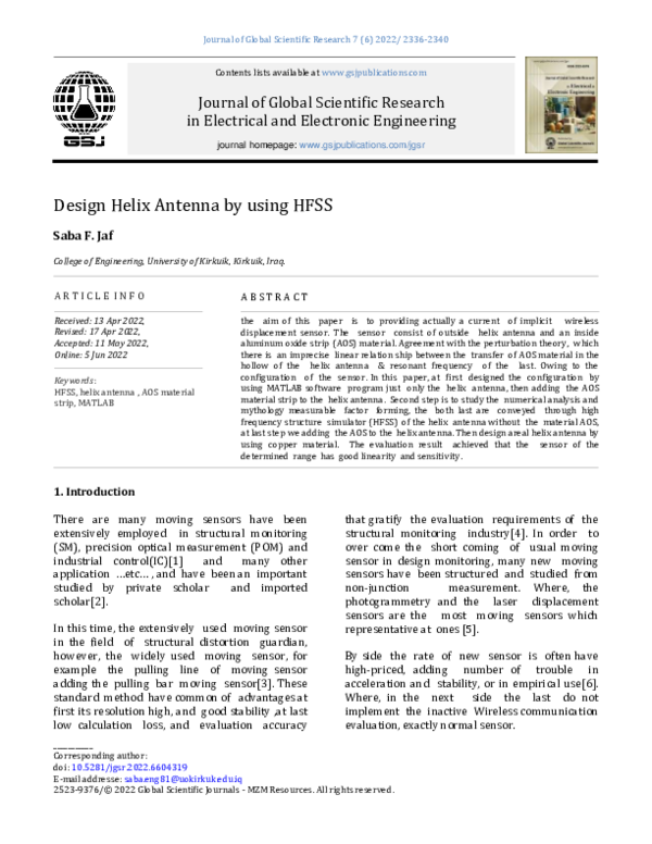 (PDF) Design Helix Antenna by using HFSS