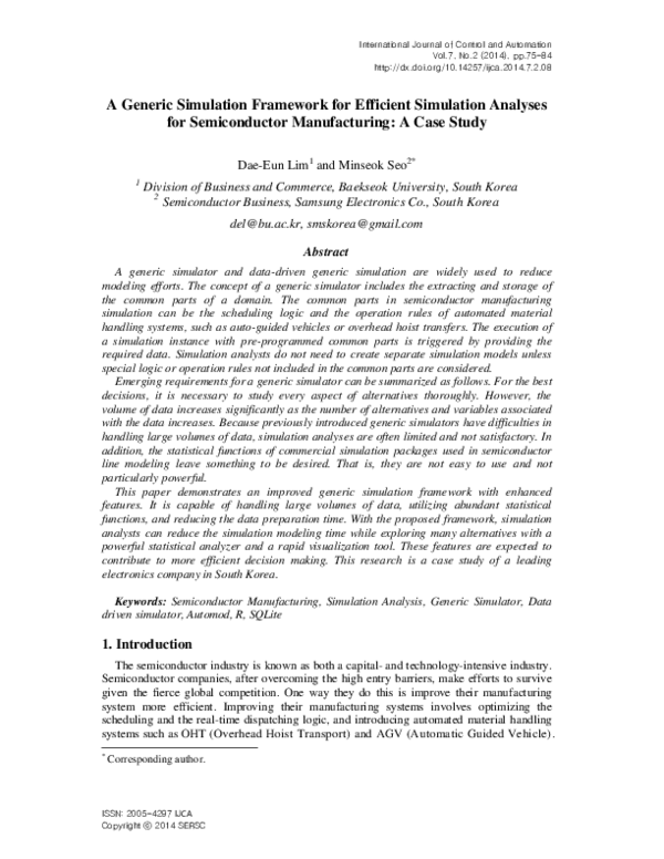 (PDF) Enhanced Generic Simulation Framework for Semiconductor Manufacturing