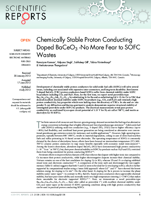 (PDF) Chemically stable proton conducting doped BaCeO3 by citrate-EDTA ...