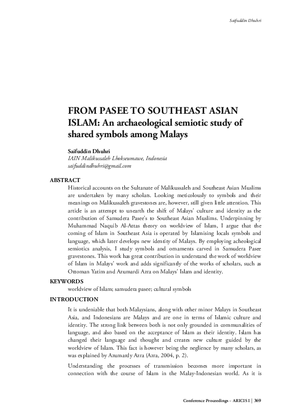 (PDF) PASEE TO SOUTHEAST ASIAN ISLAM : An archaeological semiotic study ...