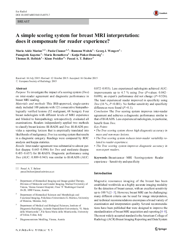 (PDF) A simple scoring system for breast MRI interpretation: does it ...
