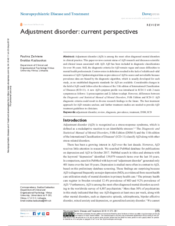(PDF) Adjustment disorder: current perspectives