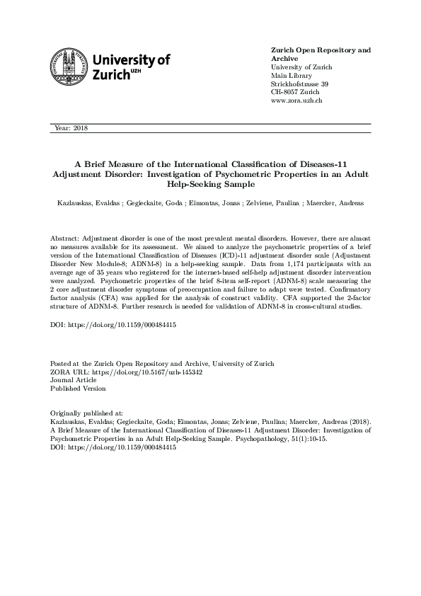 (PDF) A Brief Measure of the International Classification of Diseases ...