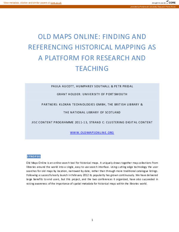(PDF) Old maps online: finding and referencing historical mapping as a ...