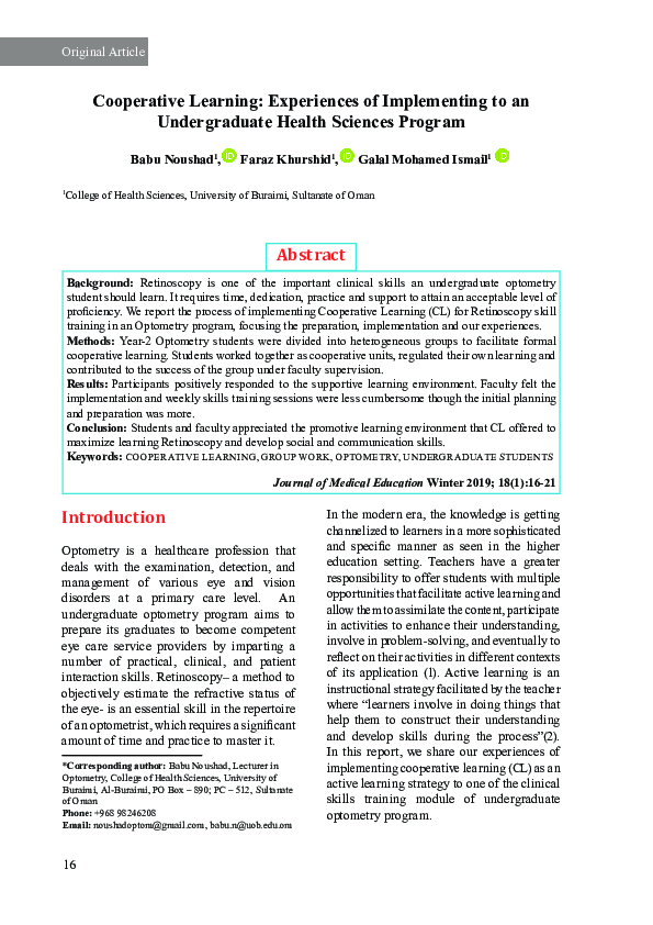 (PDF) Cooperative Learning: Experiences of Implementing to an ...