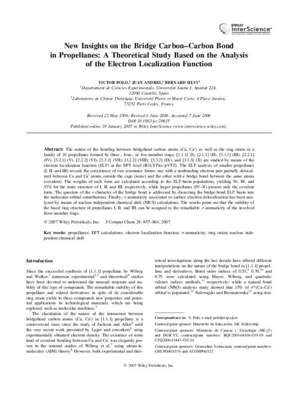 (PDF) New insights on the bridge carbon–carbon bond in propellanes: A ...