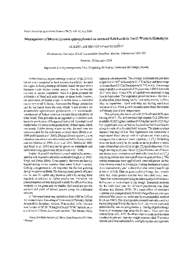 (PDF) Management of bhimal (Grewia optiva) planted on terraced field ...