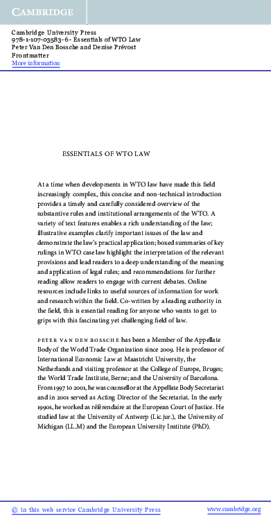 (PDF) Essentials of WTO Law