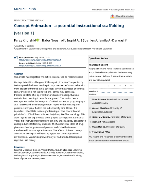 (PDF) Concept Animation -a potential instructional scaffolding [version 1