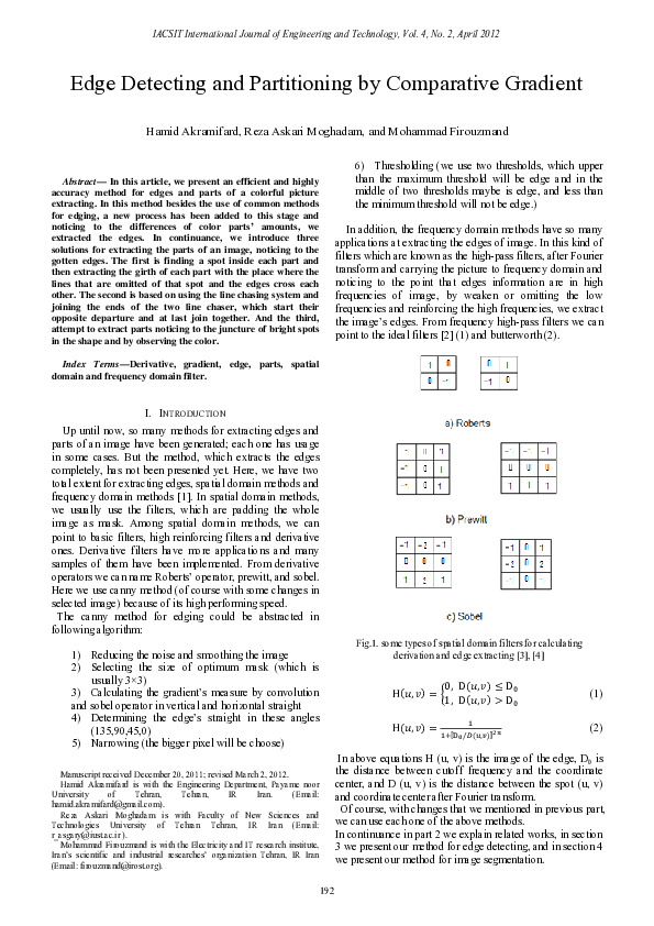(PDF) Edge Detecting and Partitioning by Comparative Gradient