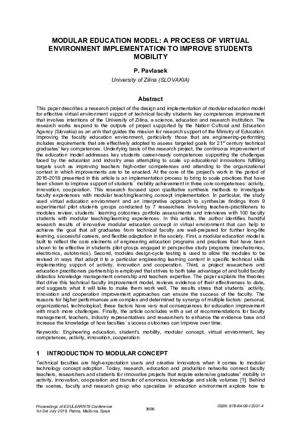 Modular Education Model: A Process of Virtual Environment ...