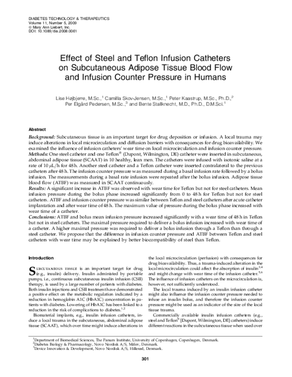 (PDF) Effect of Steel and Teflon Infusion Catheters on Subcutaneous ...