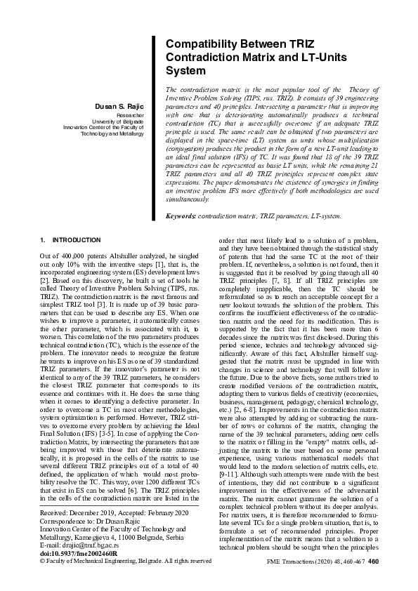 (PDF) Compatibility between TRIZ contradiction matrix and LT-units system