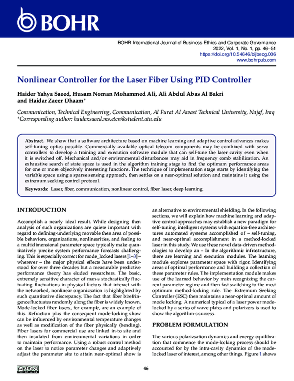 (PDF) Nonlinear Controller for the Laser Fiber Using PID Controller