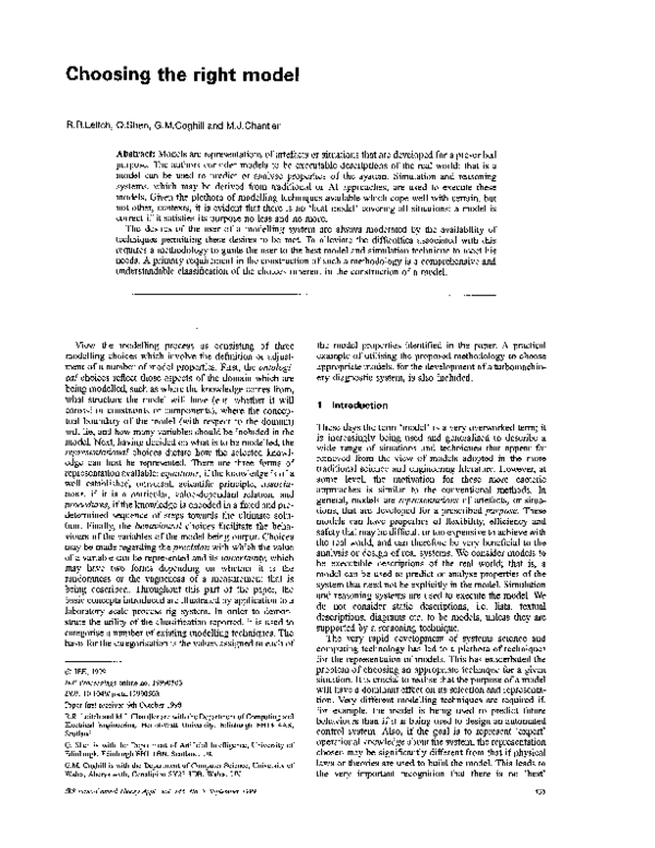 (PDF) Choosing the right model
