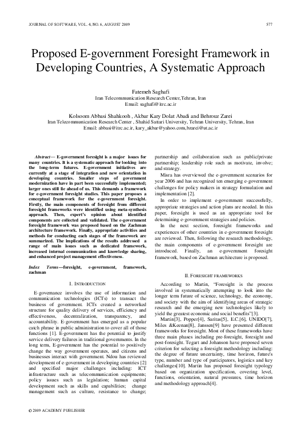 (PDF) Proposed E-government Foresight Framework in Developing Countries ...