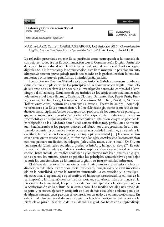 (PDF) Comunicación digital: un modelo basado en el Factor R-Elacional