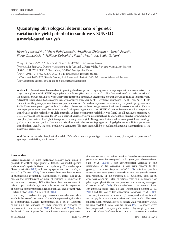 (PDF) Quantifying physiological determinants of genetic variation for yield potential in ...