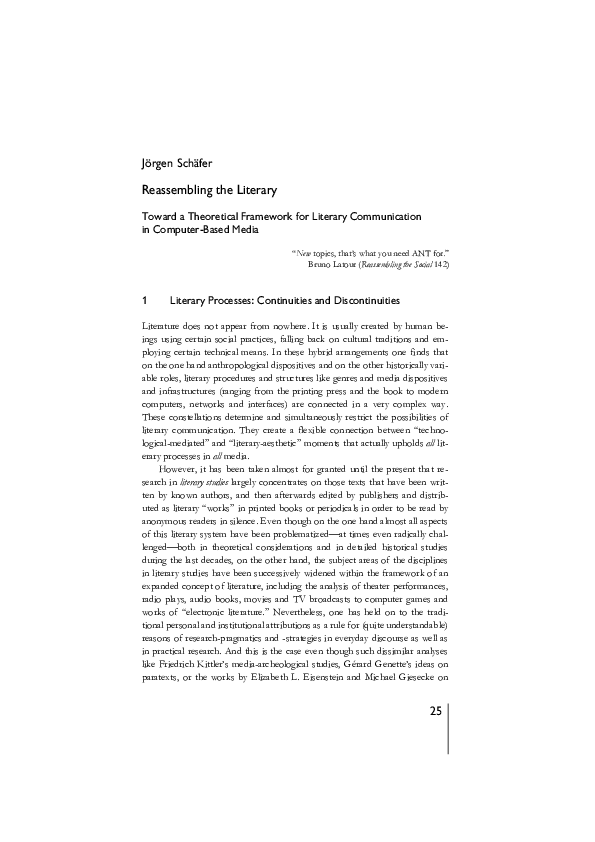 (PDF) Reassembling the Literary