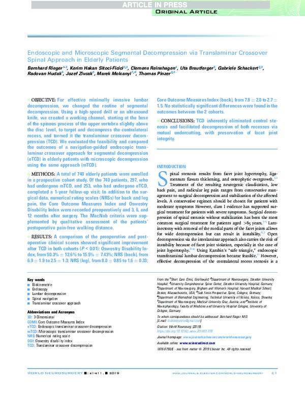(PDF) Endoscopic and Microscopic Segmental Decompression via ...