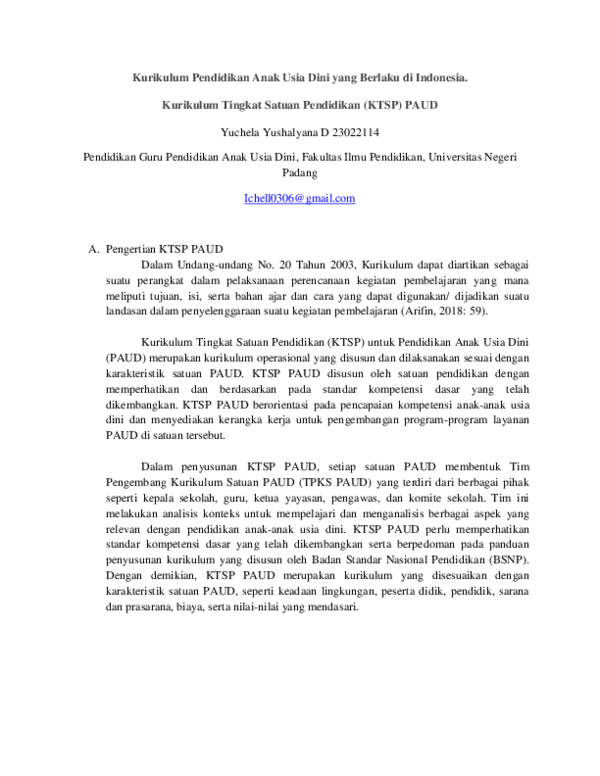 (PDF) Kurikulum Pendidikan Anak Usia Dini yang Berlaku di Indonesia ...
